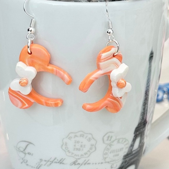 Handmade | Jewelry | Orange And White Minnie Mouse Polymer Clay ...
